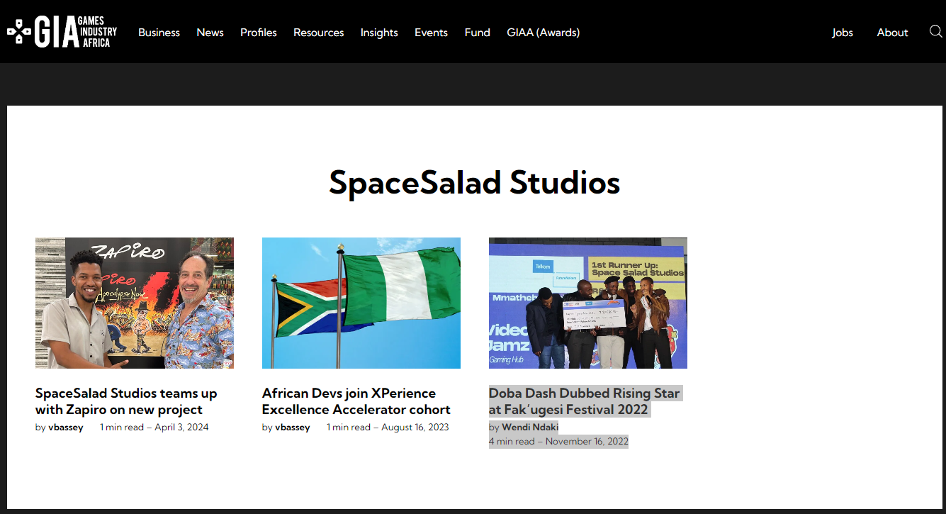 3 Features on SpaceSalad Studios On Games Industry Africa | EuroQuity